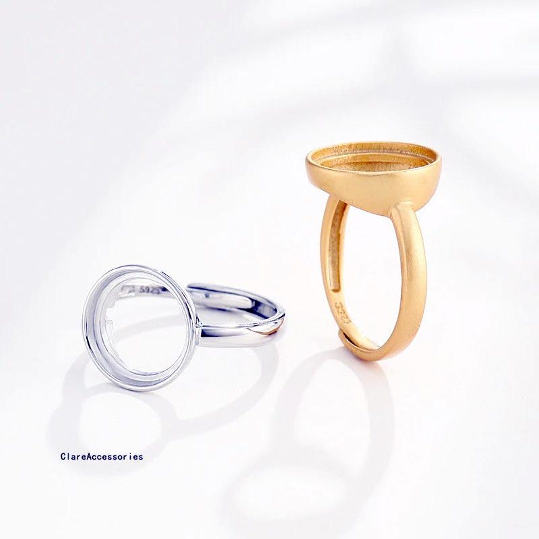 Simple Round Sterling Silver Ring Blanks, 925 Silver Ring Setting 7mm ...