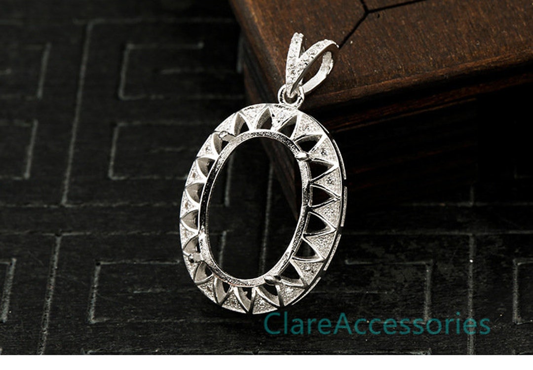 Sterling Silver Pendant Blanks 13x18mm Oval Stone Pendant - Etsy