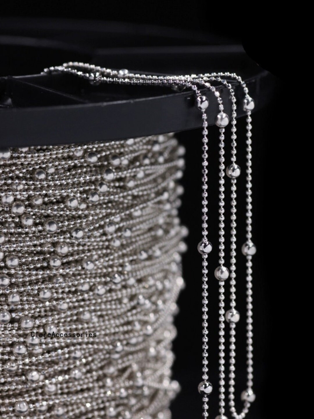 1.0mm Silver Beaded Chains, Sterling Silver Chain, for Making Necklace ...