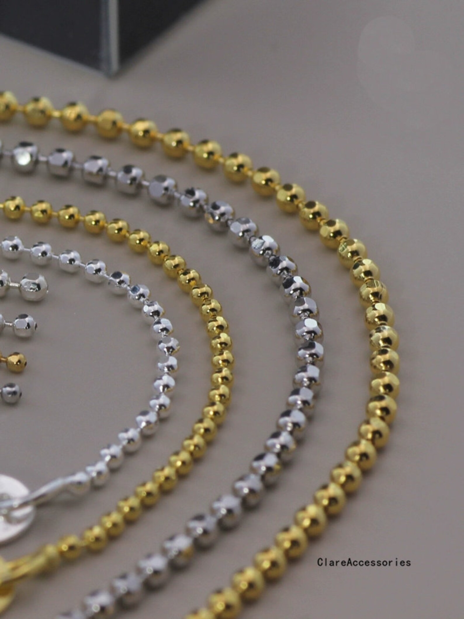 Silver Beaded Chains, 1mm 1.2mm 1.5mm, Sterling Silver Chain, for ...