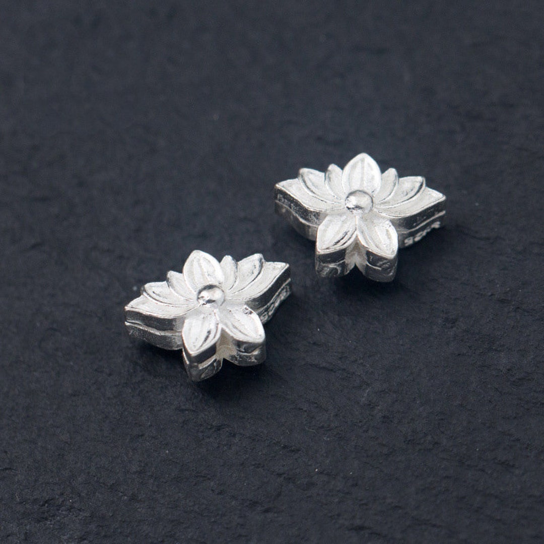 12-16mm Sterling Silver Lotus Flower Beads , 925 Silver Lotus Bead ...