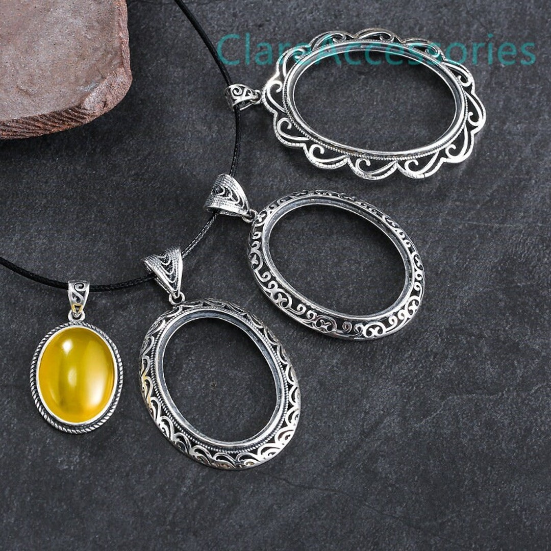 Sterling Silver Pendant Blanks, 26x36mm 24x32mm 23x30mm 15x20mm Oval ...