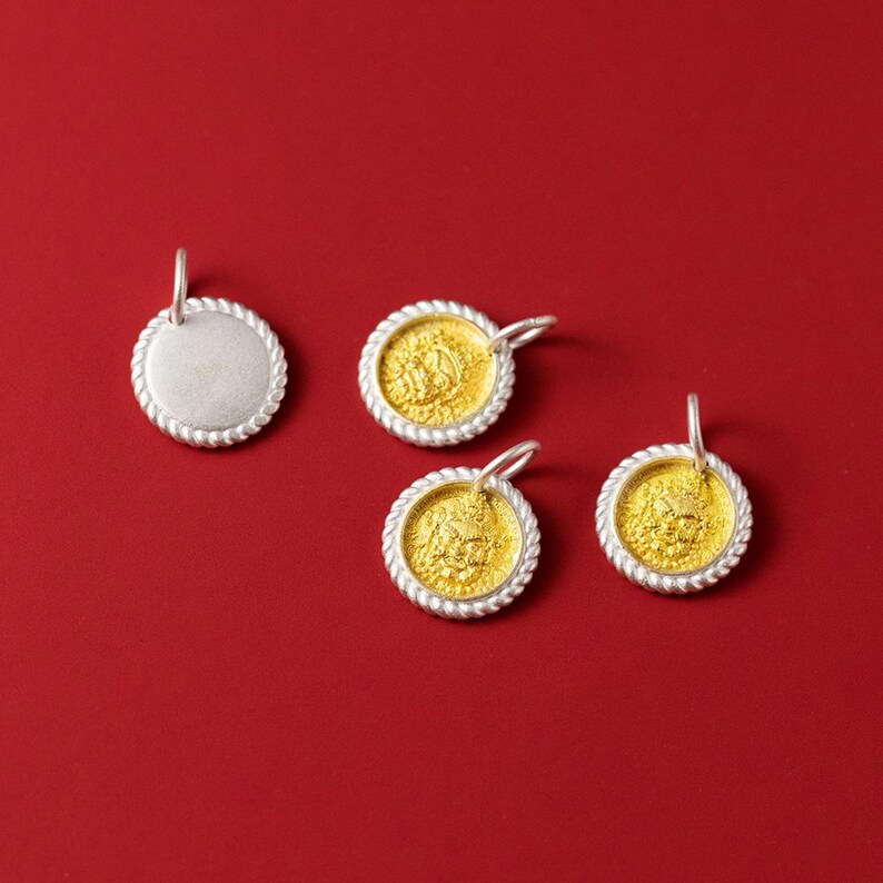 999 Silver Round Charms, 12x2mm, Necklace Charm, 999 Silver Charms ...