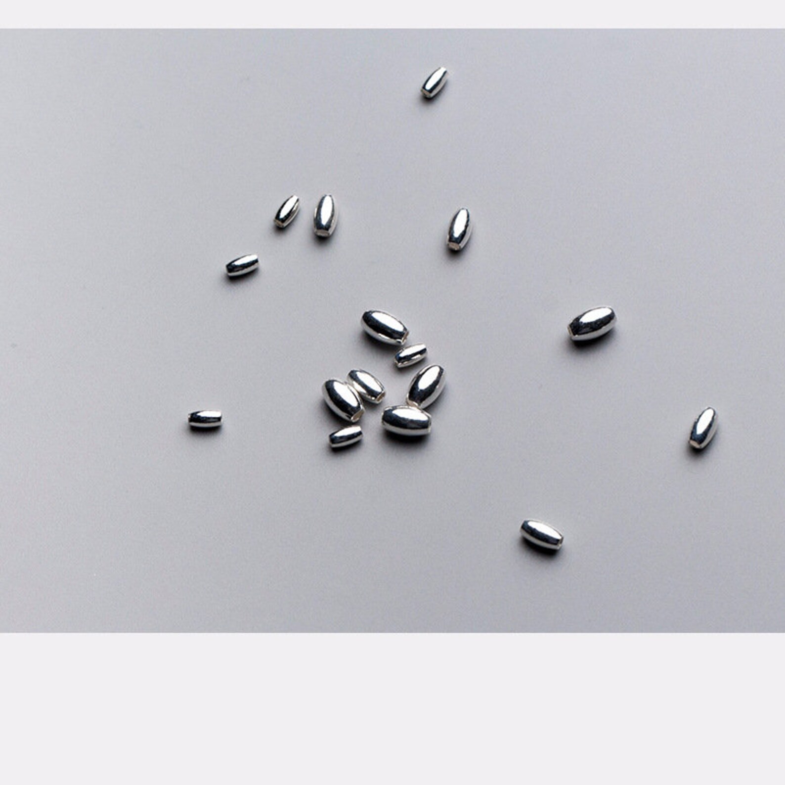 3-5mm Sterling Silver Rice Beads 925 Sterling Silver | Etsy