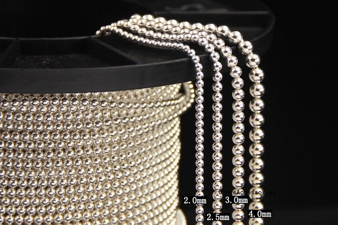 Silver Beaded Chains, 2mm 2.5mm 3mm 4mm, Sterling Silver Chain, for ...
