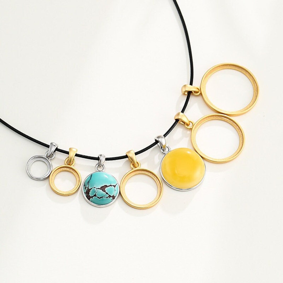 8-20mm Round Sterling Silver Pendant Bezels 925 Silver Charm - Etsy