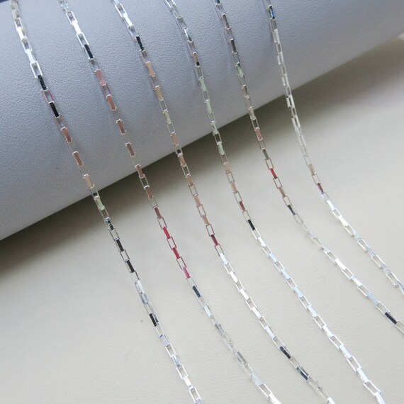 1mm Sterling Silver Chains Cuboid Chain Cable Chain Earring - Etsy