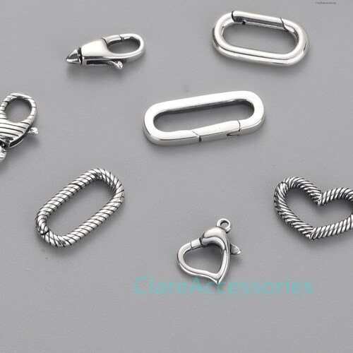 Sterling Silver Oval Clasp 925 Silver Lobster Clasp Oval - Etsy