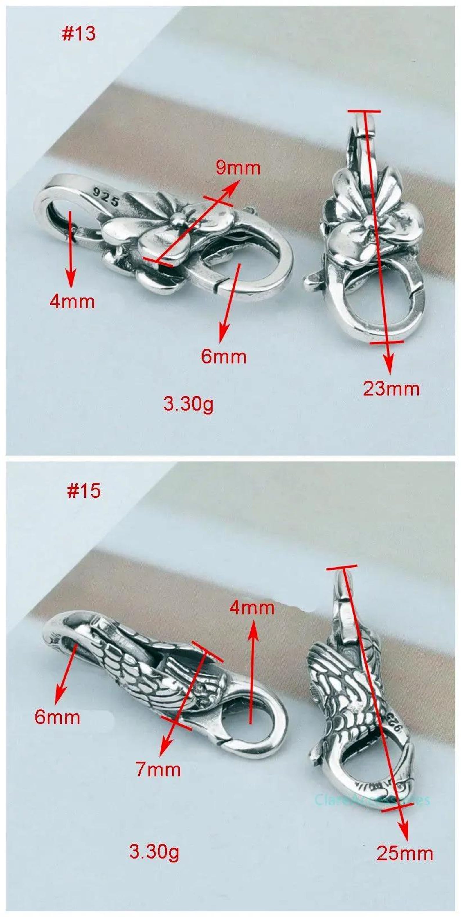 Sterling Silver Clasps, Dragon Clasp, Snake Clasp, Heart Clasp, Circle ...