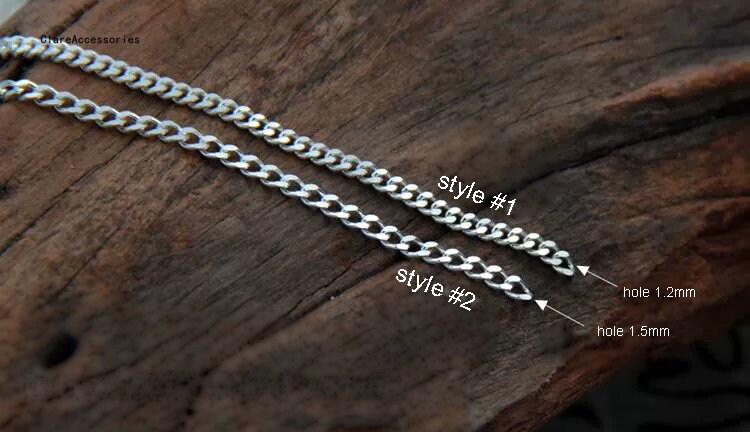 3.0mm Silver Curb Chain, Hole Size 1.5mm, 925 Sterling Silver Chains ...