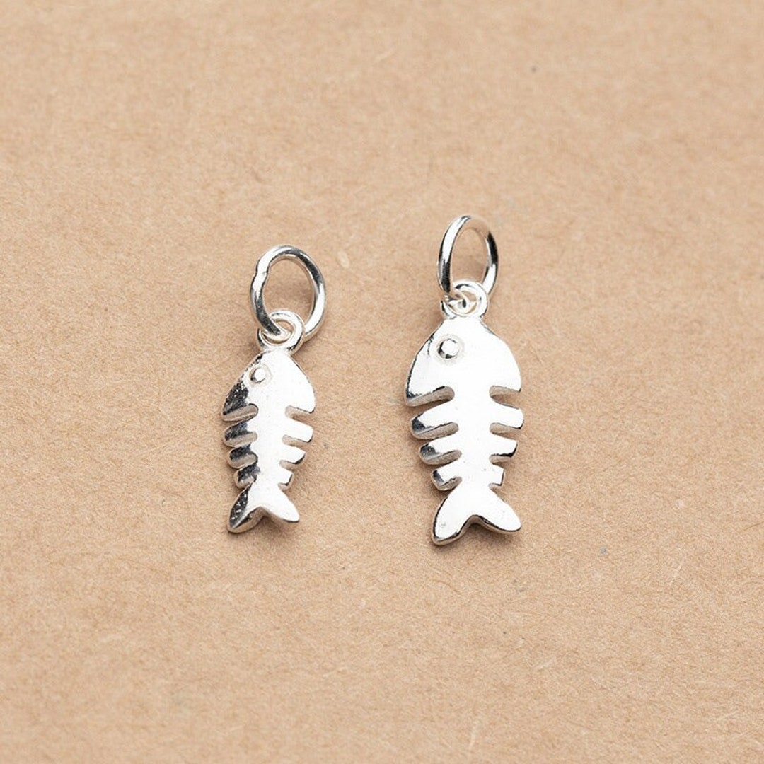 Sterling Silver Fish Bone Charms, Necklace Charm, Earring Charm ...