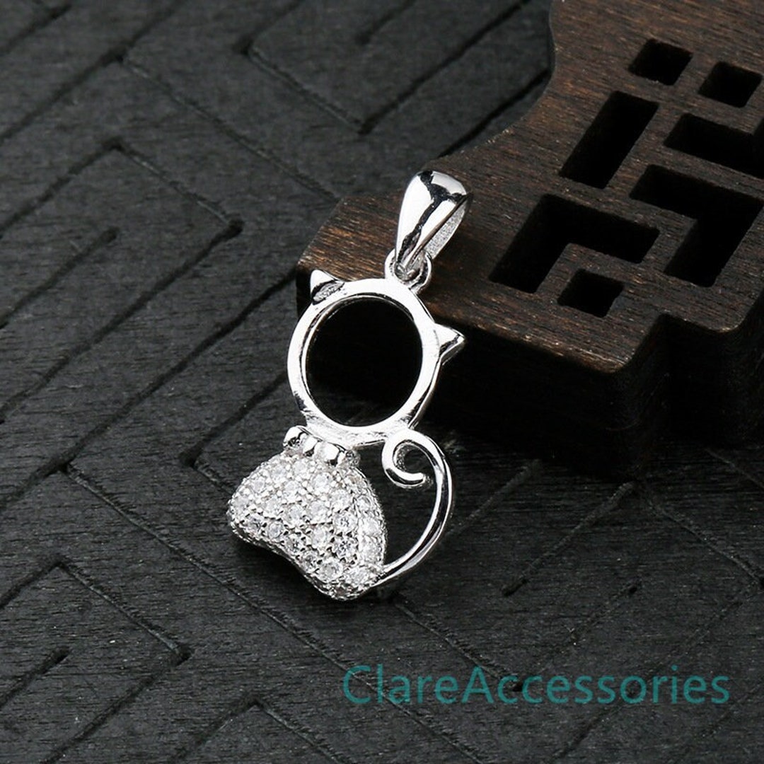 Sterling Silver Pendant Blanks, 8mm Round, 925 Silver Pendant Bezel ...