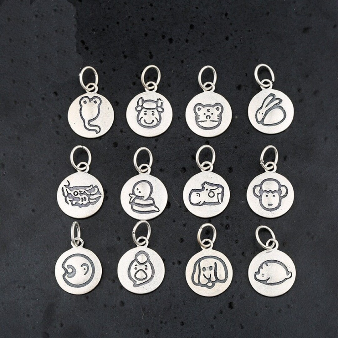12mm Sterling Silver Twelve Chinese Zodiac Charms, Animal Charm, Rabbit ...
