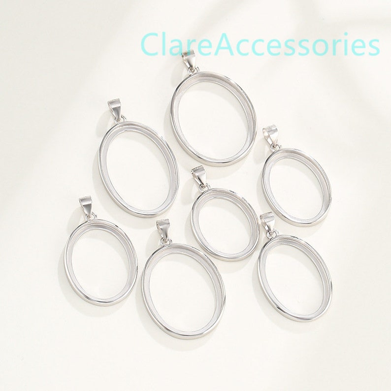 Sterling Silver Pendant Blanks, Stone Pendant Setting, 925 Silver Bezel ...