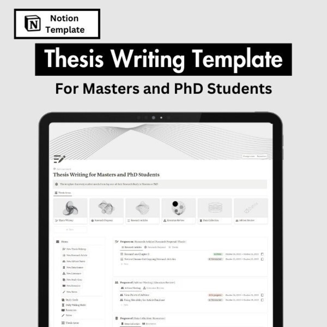 Thesis Writing for Masters and Phd Students With Notion - Etsy