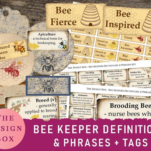 Bee Keeper Dictionary Labels & Tags Bee Ephemera Bee Text - Etsy
