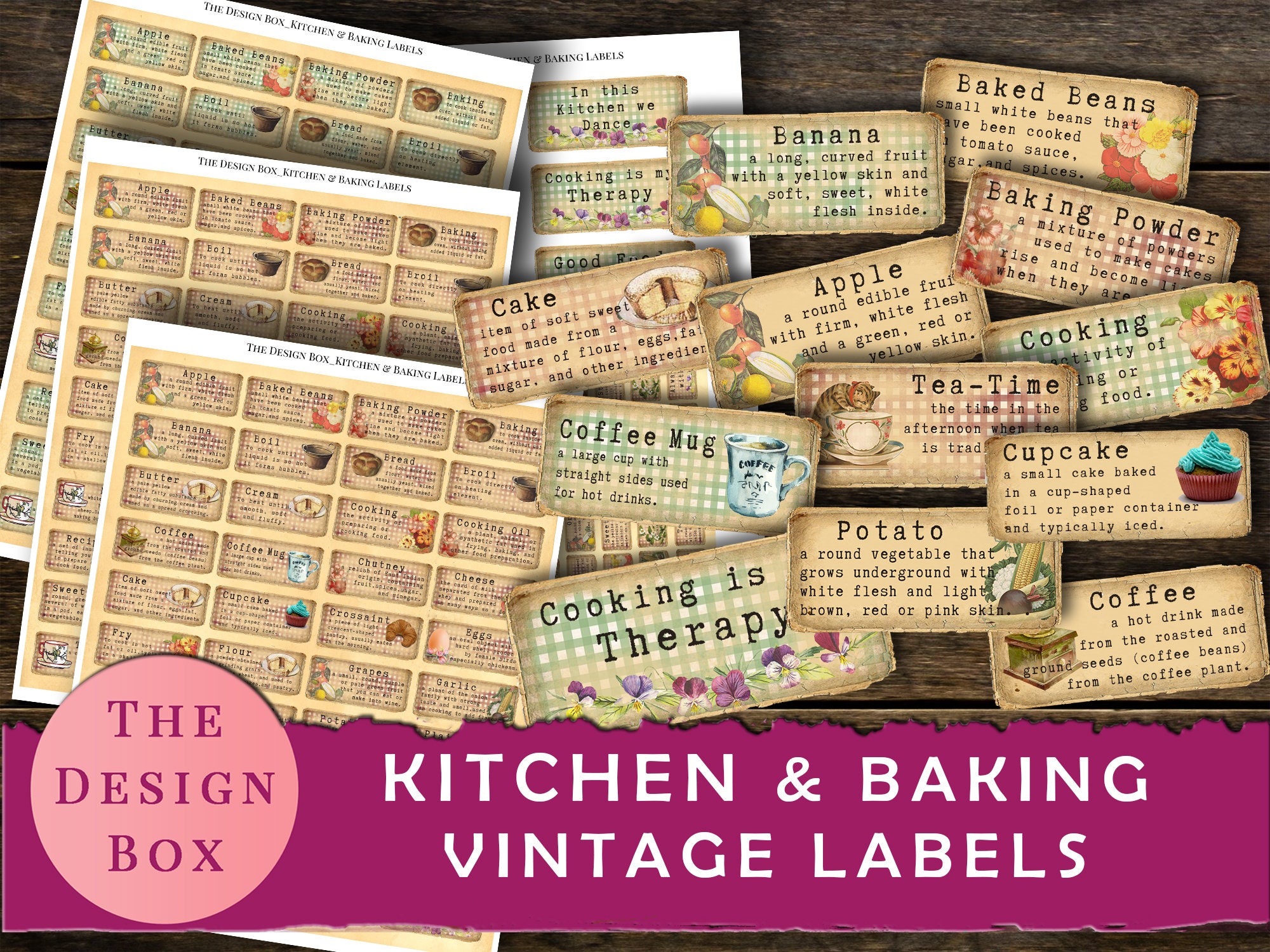 Kitchen & Baking Dictionary Words Cooking Text Labels Random - Etsy