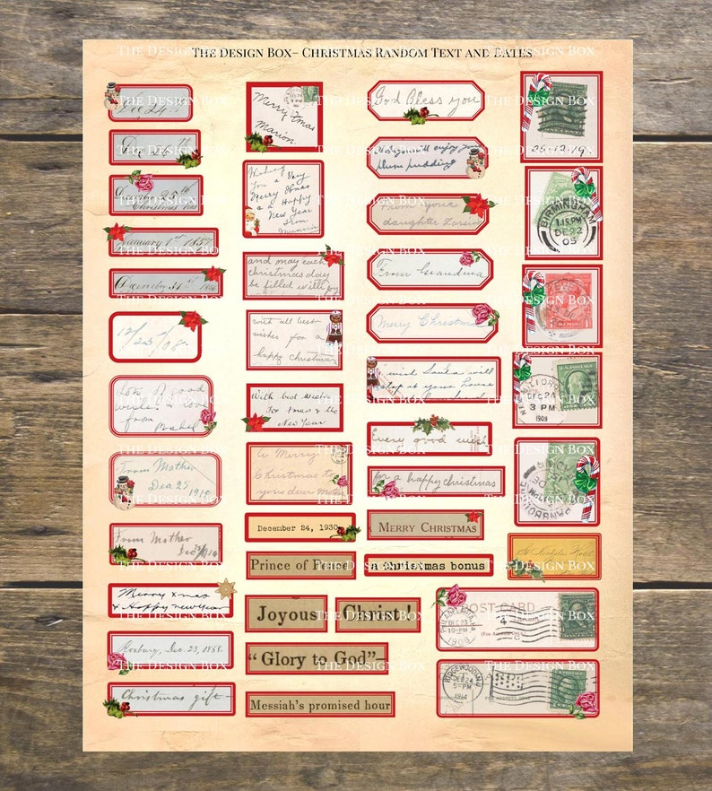 Christmas, Random Text & Dates, Printable Labels, Ephemera, Junk ...