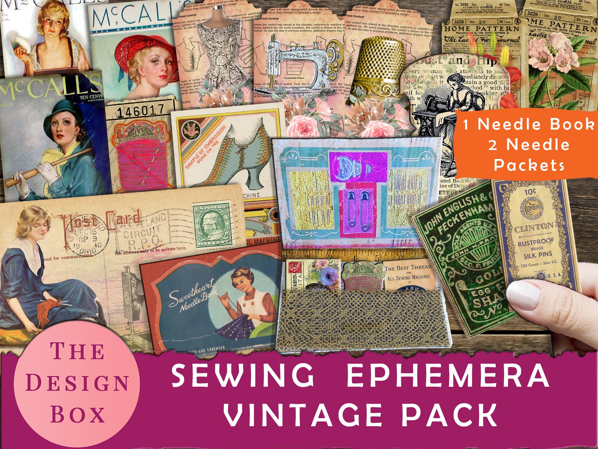 Sewing Ephemera Pack Vintage Printable Vintage Sewing - Etsy