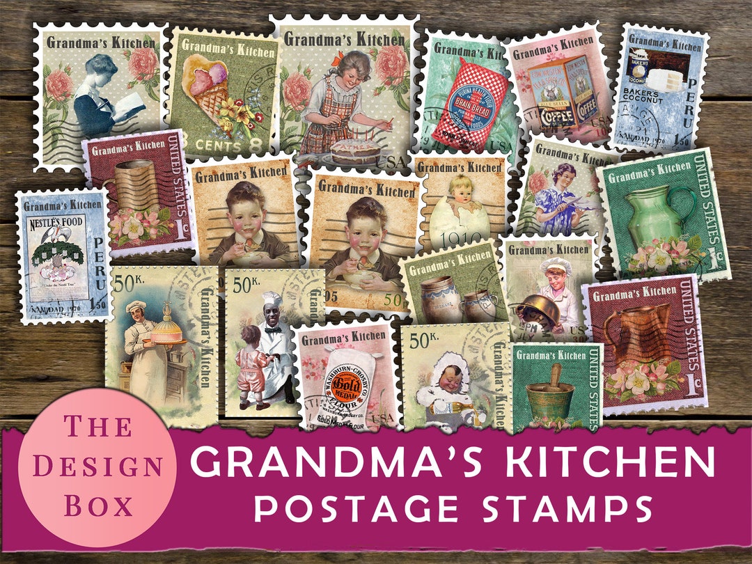 Grandma's Kitchen, Postage Stamps, Cooking Text Labels, Random Labels ...