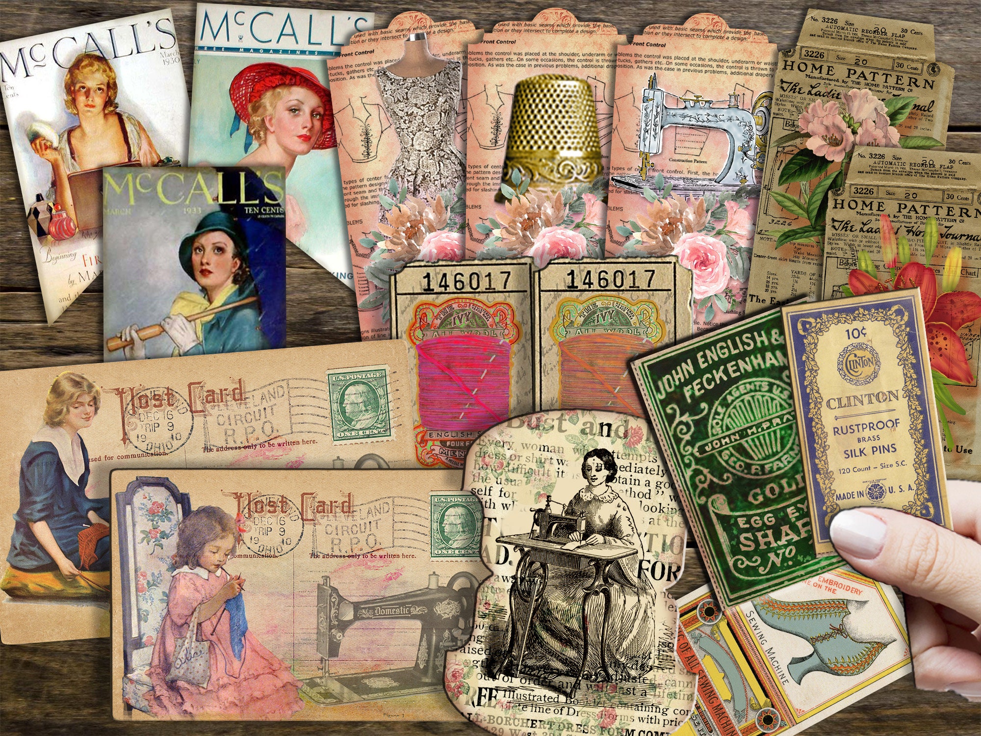 Sewing Ephemera Pack Vintage Printable Vintage Sewing - Etsy