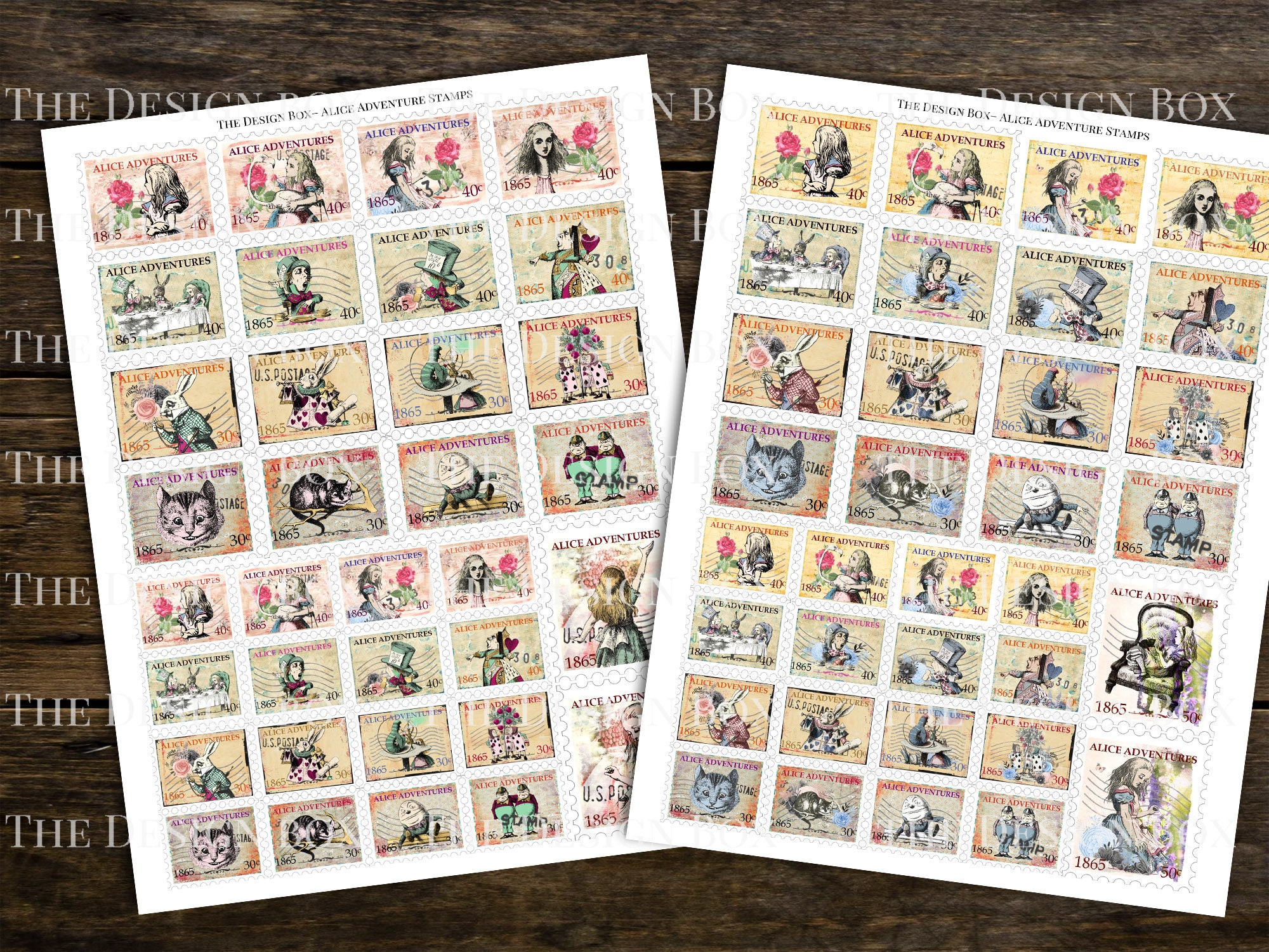 Alice Adventures Stamps, Printable Stamps, Vintage Alice Journal, Alice ...