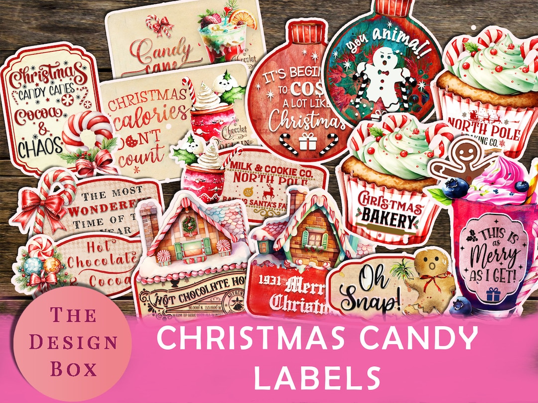 Christmas Labels, Printable Labels, Phrases, Digital Label, Christmas ...