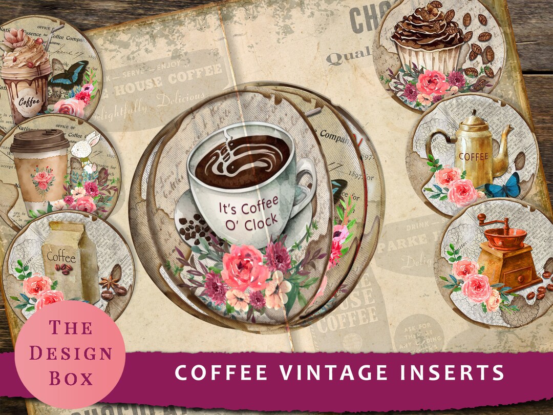 Coffee, Vintage Inserts, Printable Inserts, Junk Journal, Coffee ...