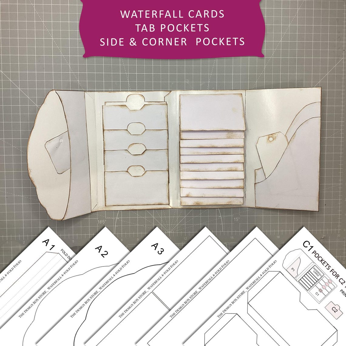 Waterfall Tab Pockets, Template Folio, Junk Journal, Vintage, Folder ...