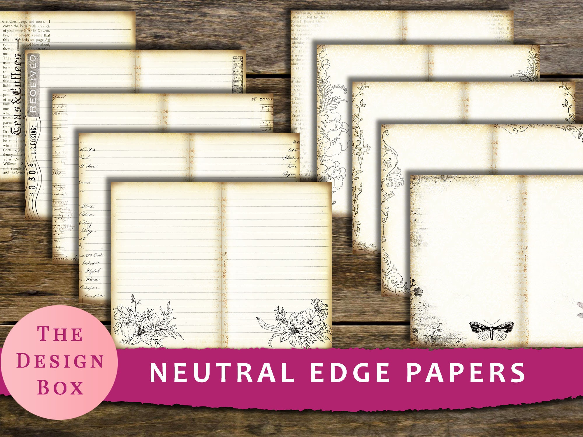 Neutral Edge Texture, Stamp Papers, Digital Papers, Printable, Junk ...