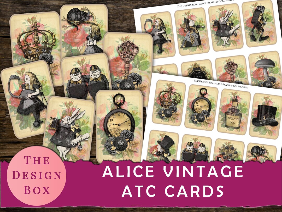 Alice Vintage Cards, Printable Cards, Alice in Wonderland, Alice ...