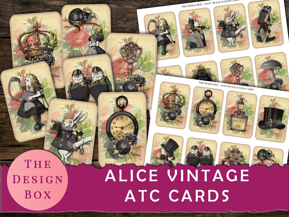 Alice Vintage Cards Printable Cards Alice in Wonderland - Etsy UK