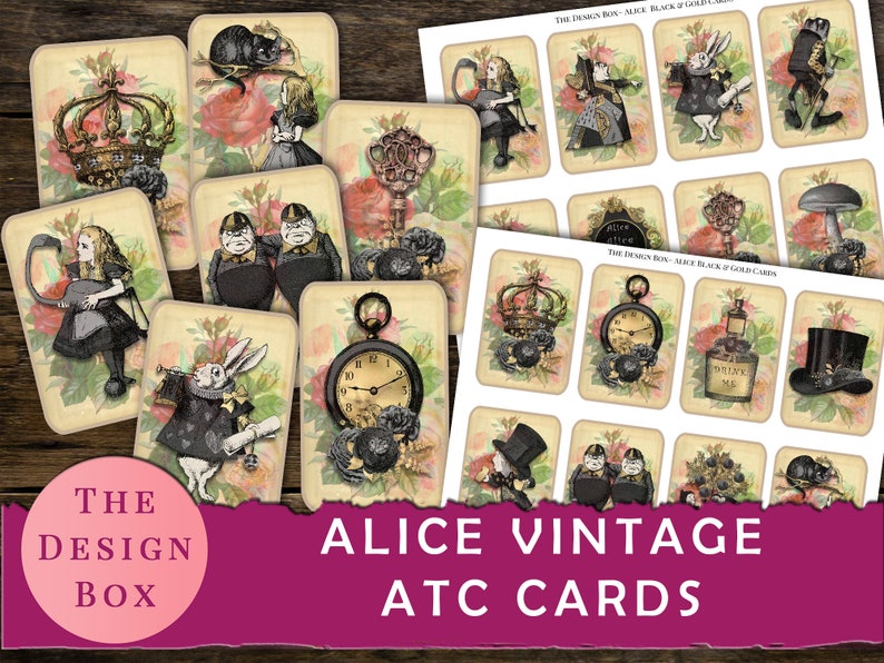 Alice Vintage Cards Printable Cards Alice in Wonderland - Etsy UK