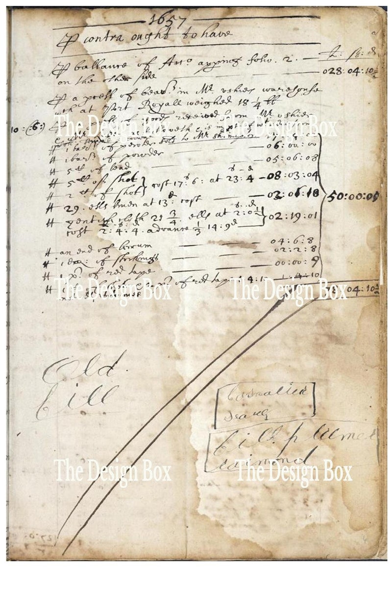 1600s Vintage Accounts Ledger Printable Pages, Handwritten, Ephemera ...