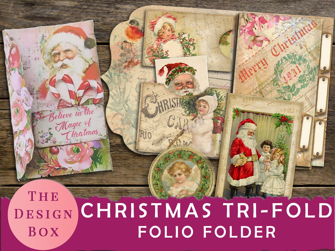 Christmas Tri-fold Folio Junk Journal Printable Folio Kit - Etsy