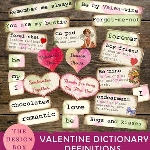 Valentine Dictionary Words, Romantic Words, Valentine Text Labels ...