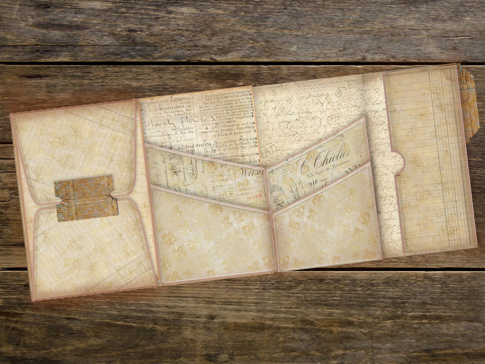 Neutral 4 Fold Folio Junk Journal Vintage Neutral Folding - Etsy