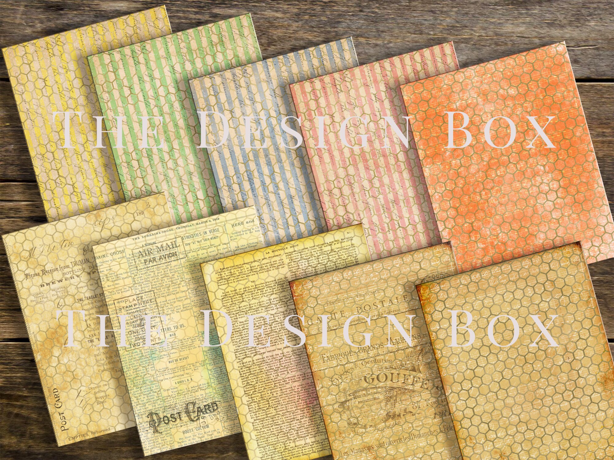 Bee Honeycomb, Paper Pack, Printable Papers, Junk Journal, Bee Paper ...