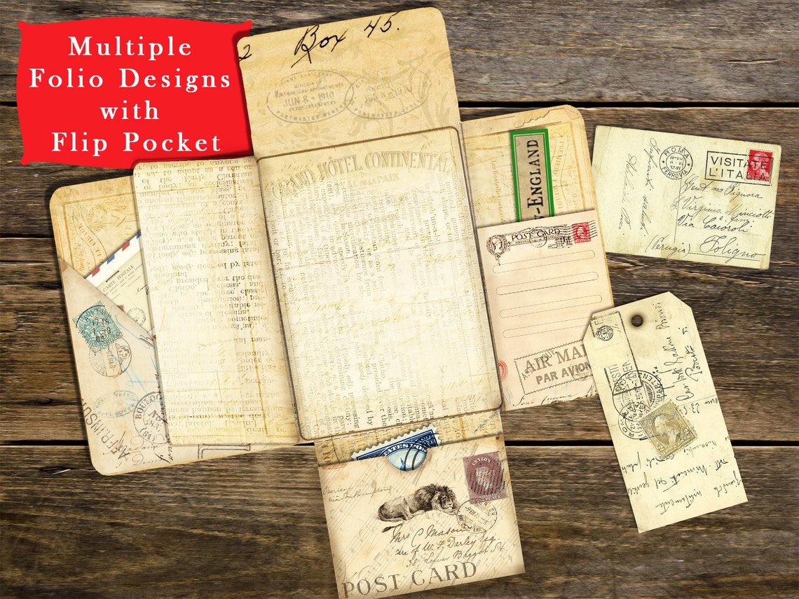 Neutral Post Card, Printable Folio, Junk Journal, Vintage, Neutral ...