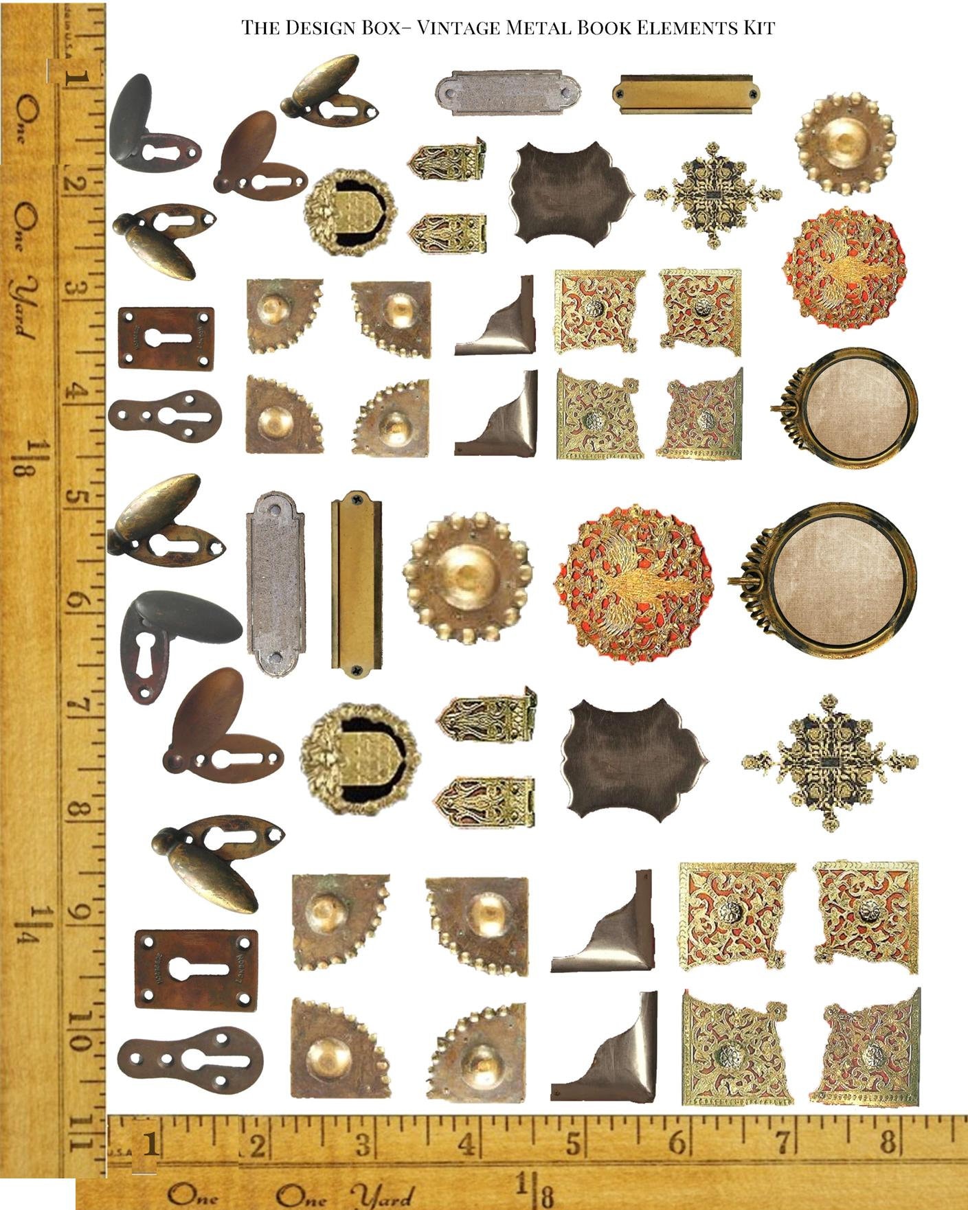 Metal Book Elements Kit Vintage Embellishments Book - Etsy