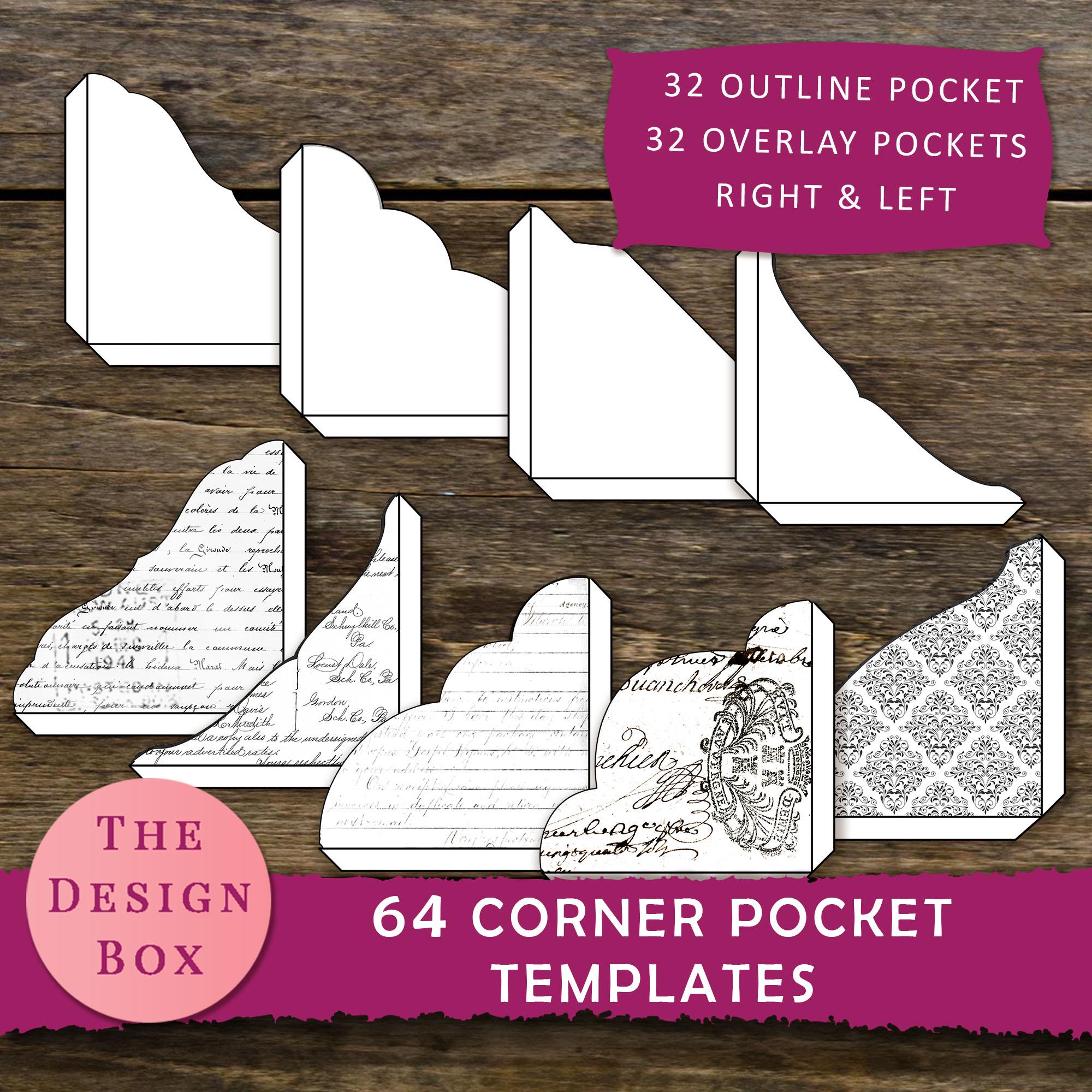 Corner Pocket Templates, Junk Journal Pocket, Template, Ink Saver, Junk ...