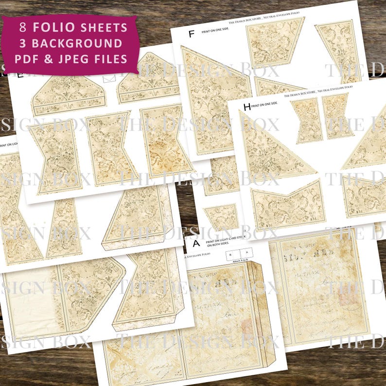 Neutral Envelope Folio, 4-fold, Junk Journal, Vintage, Neutral Folder ...