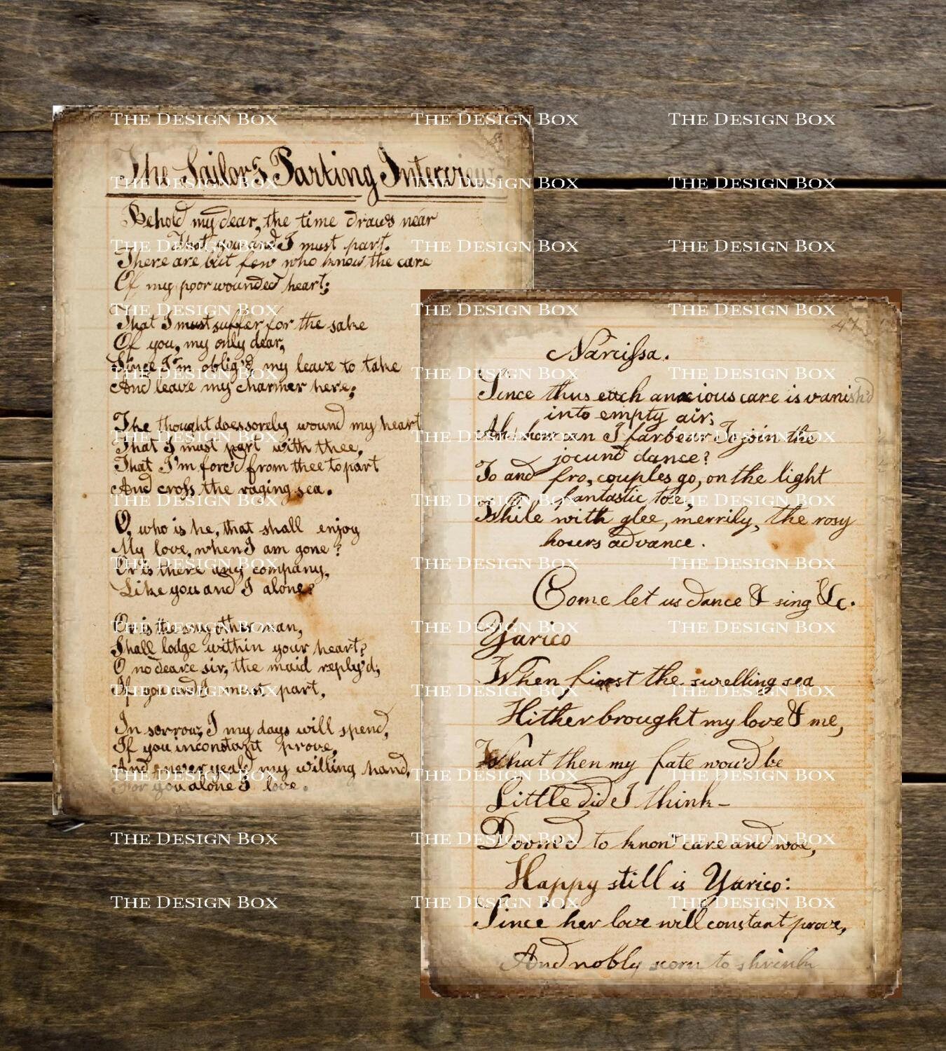 1809 Ancient Songs, Printable Pages, Handwritten, Ephemera, Vintage ...