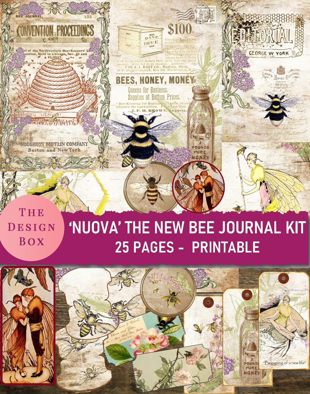 Nuovo the New Bee Journal Kit, 25 Pages, Junk Journal Printable ...