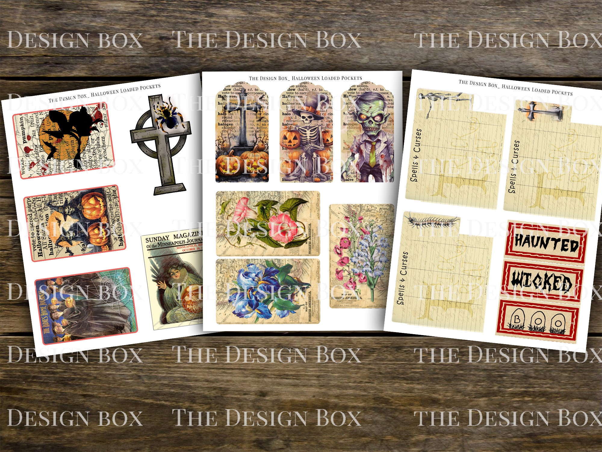 Halloween Loaded Pockets, Printable Pockets, Large Pockets, Halloween ...