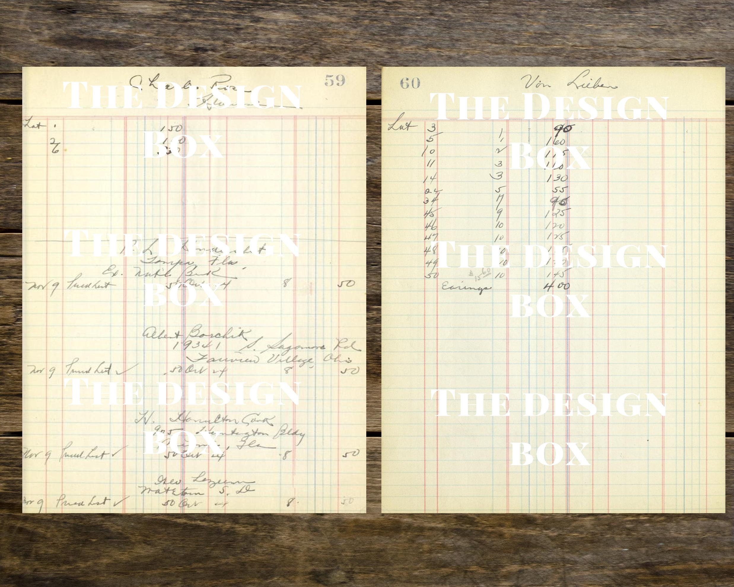 10 Vintage Handwritten Accounts Ledger Pages, Printable, Vintage ...