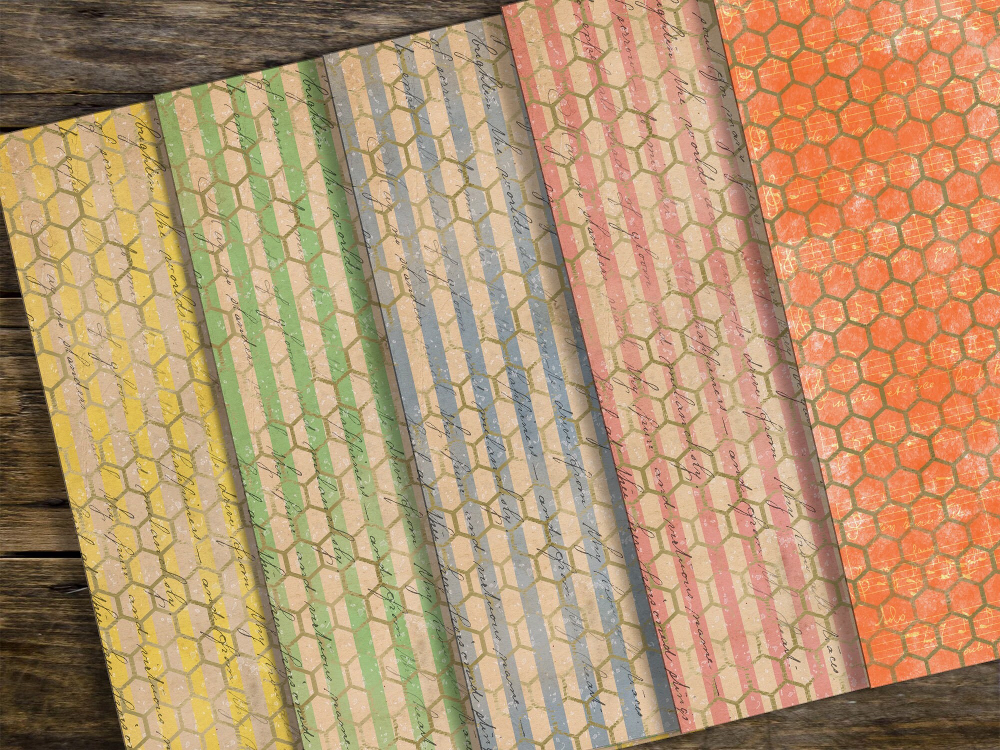 Bee Honeycomb, Paper Pack, Printable Papers, Junk Journal, Bee Paper ...