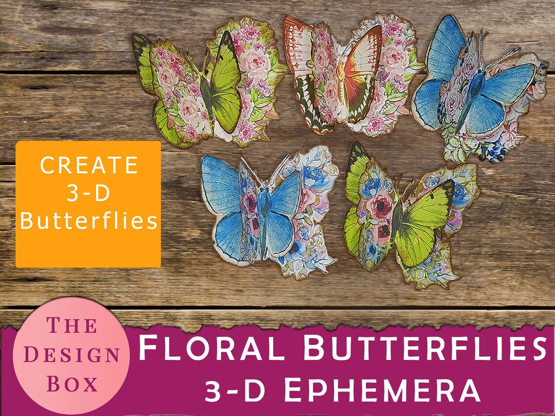 3-D Floral Butterflies Butterfly Insert Printable Junk - Etsy