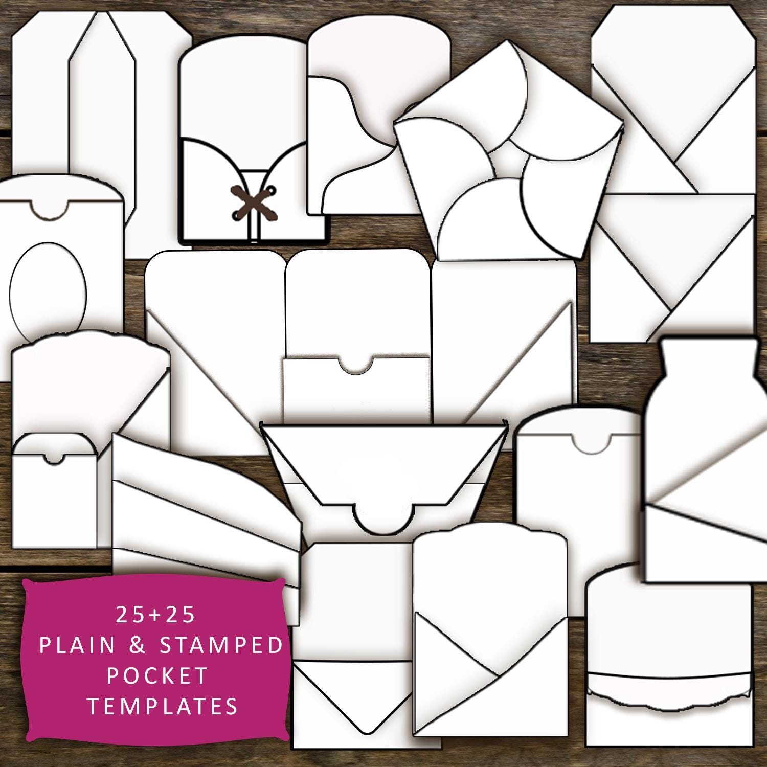 Folded Pocket Templates, Templates, Stamped Overlay, Ink Saver, Junk ...