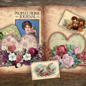 Valentine Heart Pockets, Printable Ephemera, Valentine Ephemera, Heart ...